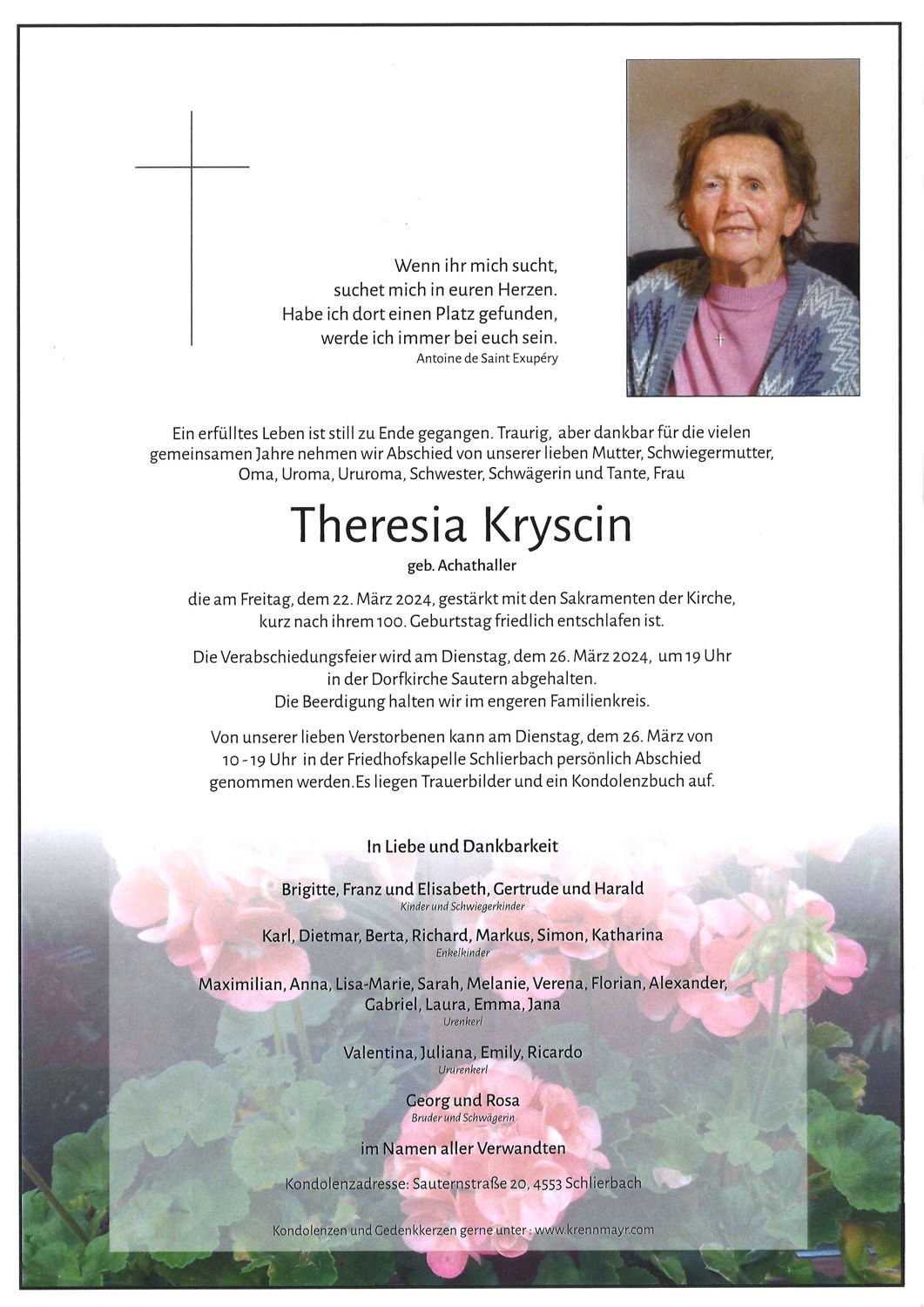 Todesfall Theresia Kryscin